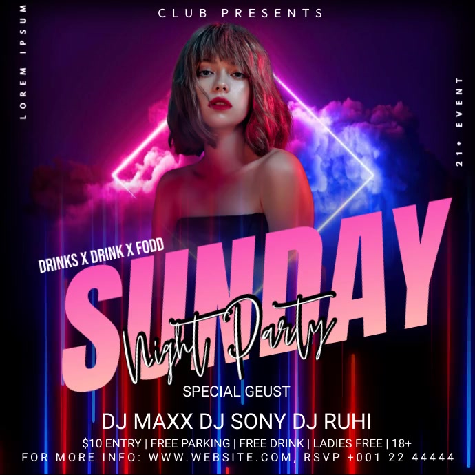 Plantilla de Sunday Party flyer | PosterMyWall
