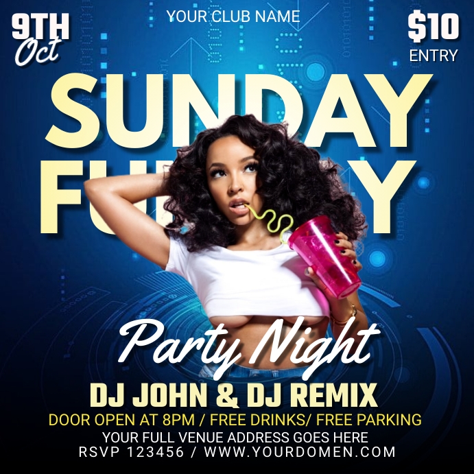 Sunday party Night Template | PosterMyWall