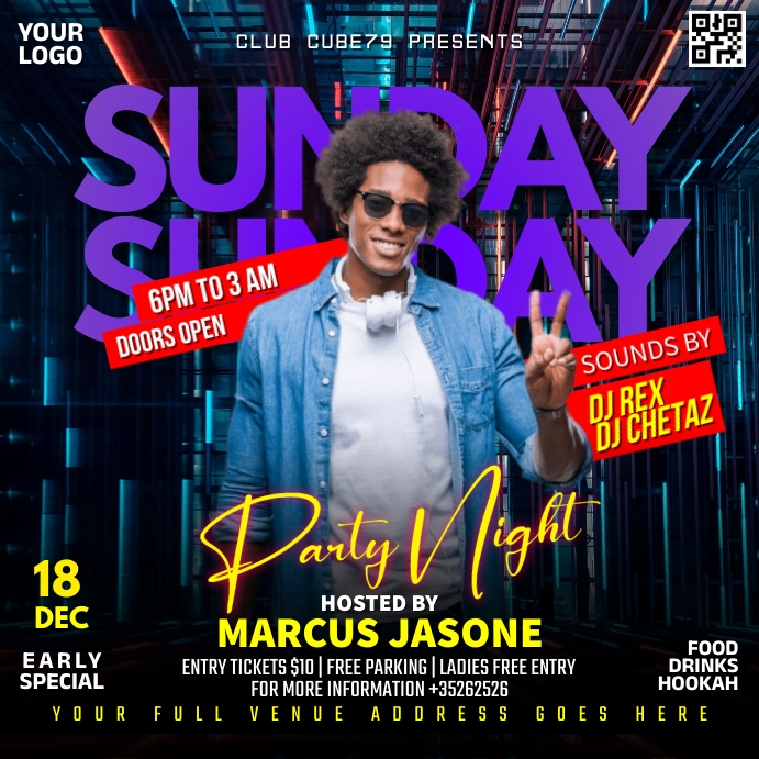 Sunday party night Template | PosterMyWall