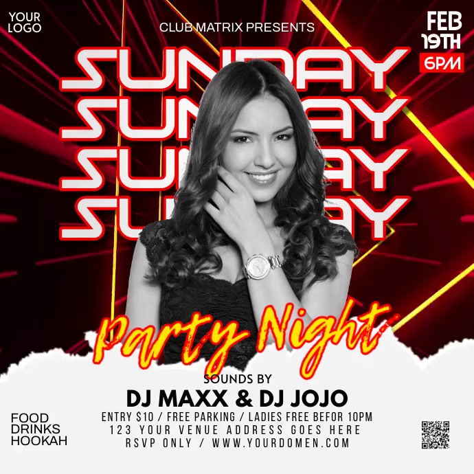 Sunday party night Template | PosterMyWall