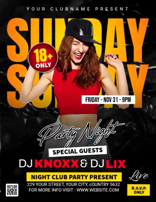 Sunday Party Night Template | PosterMyWall