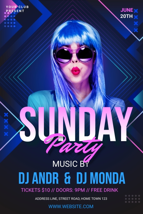 Sunday party Poster Template | PosterMyWall
