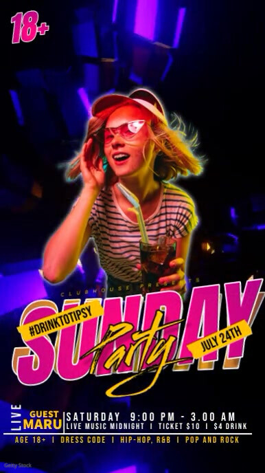 Sunday Party Video Template | PosterMyWall