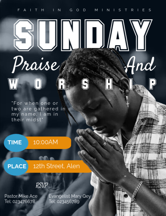 Sunday praise and worship flyer Template | PosterMyWall