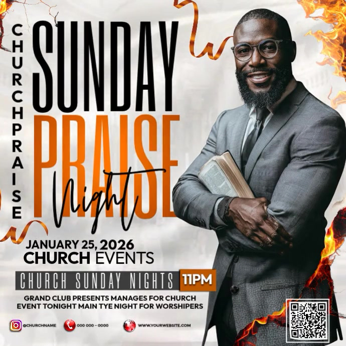 Sunday Praise Worship Service Night Template | PosterMyWall