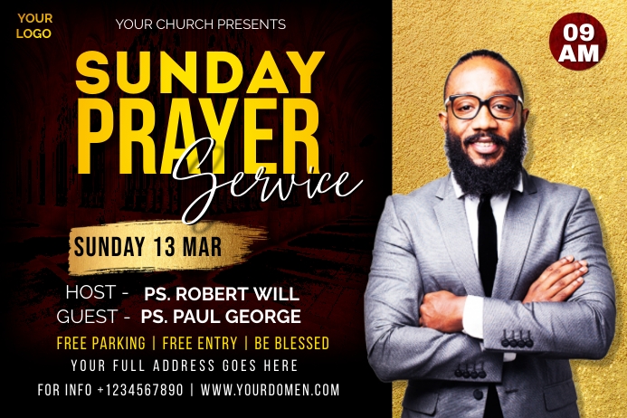 SUNDAY PRAYER SERVICE Template | PosterMyWall