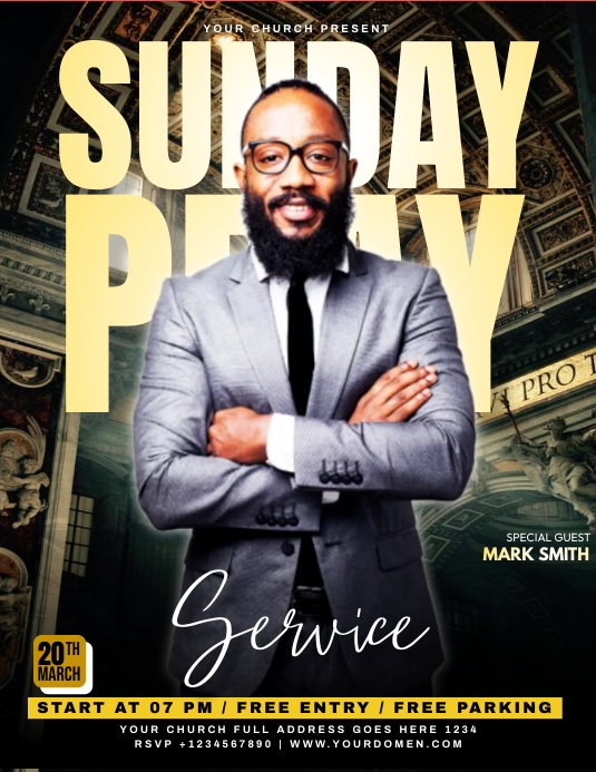 Sunday prayer service Template | PosterMyWall