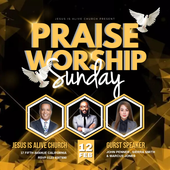 Sunday prayer service Template | PosterMyWall