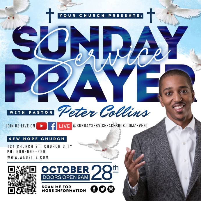 Sunday Prayer Service Poster Template | PosterMyWall