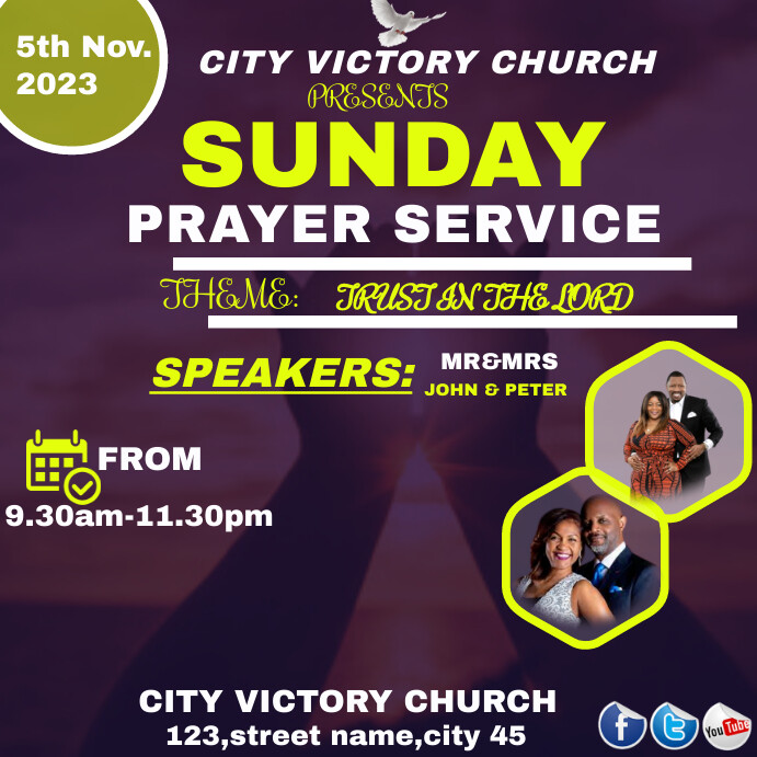 Copy of Sunday prayer service poster template | PosterMyWall