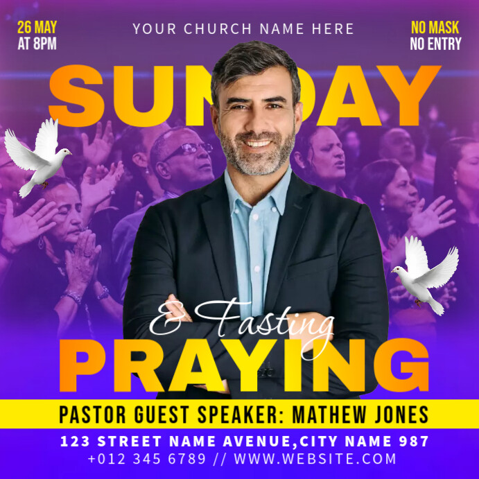 Plantilla de Sunday Praying & Fasting | PosterMyWall
