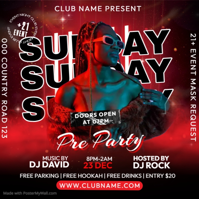 Sunday Pre Party Template | PosterMyWall