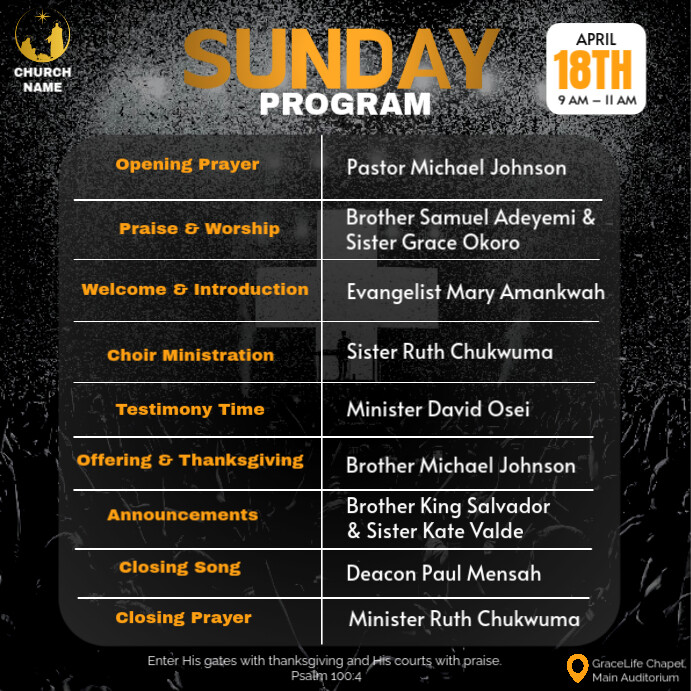 sunday program event Template | PosterMyWall