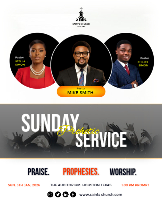 Sunday Prophetic Service Flyer Template | PosterMyWall