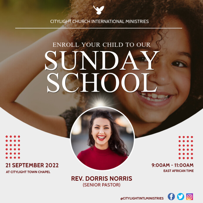 sunday school church flyer design Template | PosterMyWall