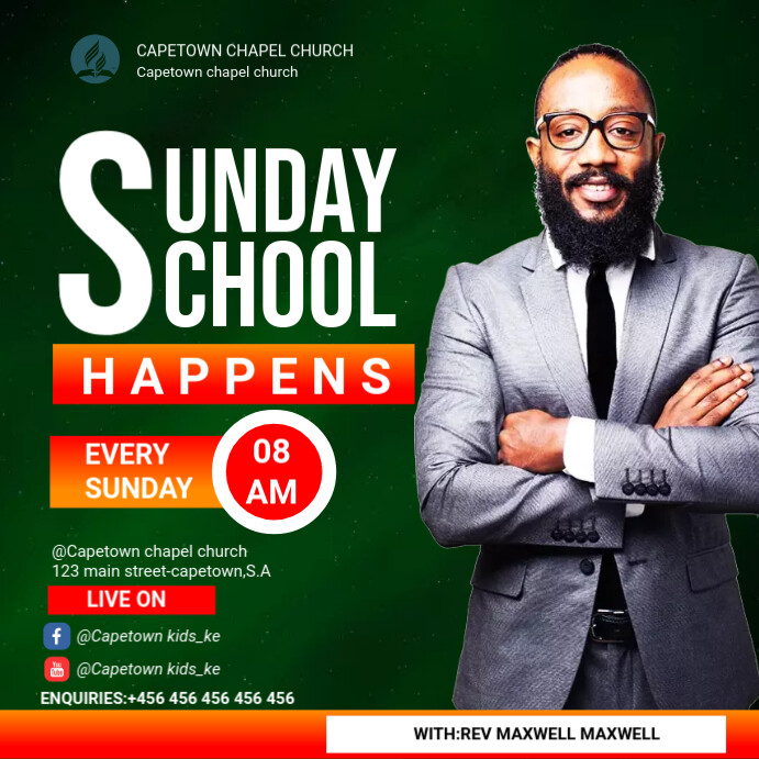 Modèle Sunday school church flyer template | PosterMyWall