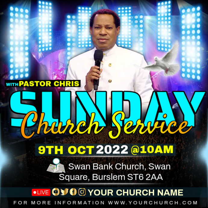 Copy of sunday service, church, conference, worship, | PosterMyWall
