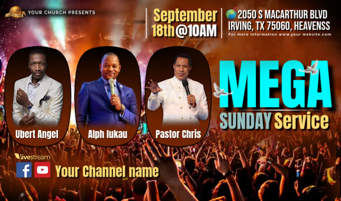 sunday service, church, conference, worship, Template | PosterMyWall