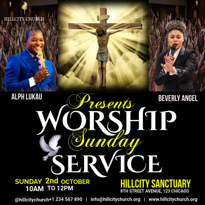 sunday service, church, conference,worship Template | PosterMyWall