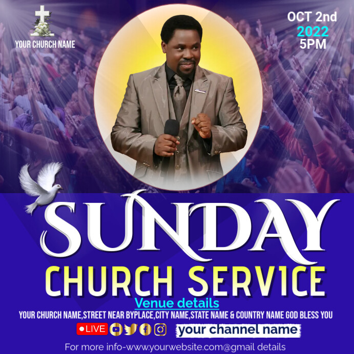 sunday service, church, conference,worship Template | PosterMyWall