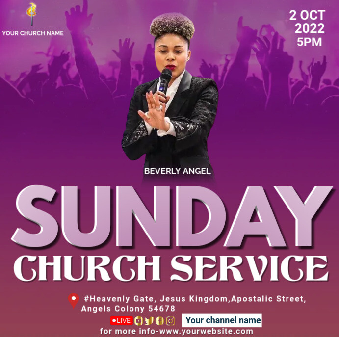 sunday service, church, conference,worship Template | PosterMyWall