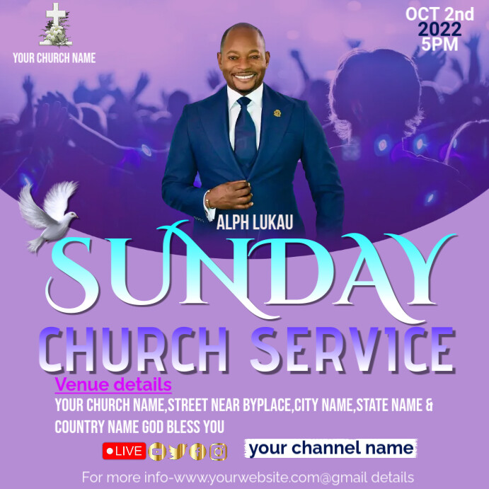 sunday service, church, conference,worship Template | PosterMyWall