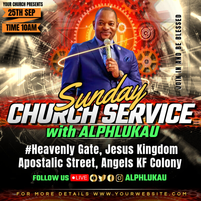 sunday service, church, worship, prophecy, Template | PosterMyWall