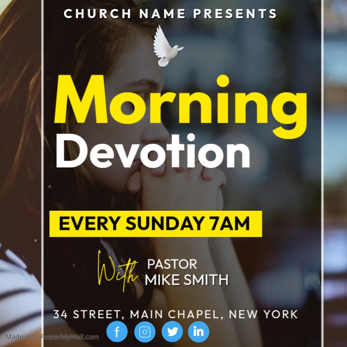 sunday service, devotion, prayers Template | PosterMyWall