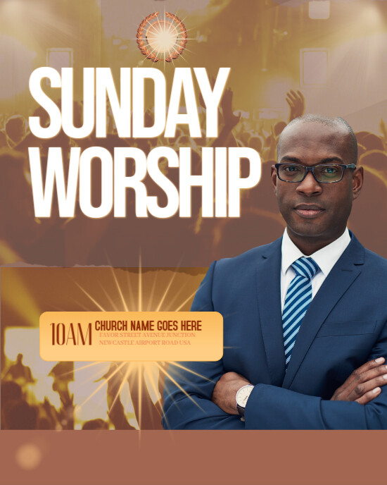 Sunday service announcement poster design Templat | PosterMyWall