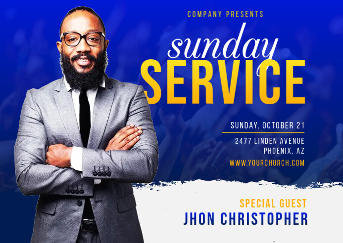 Sunday Service Banner Template | PosterMyWall