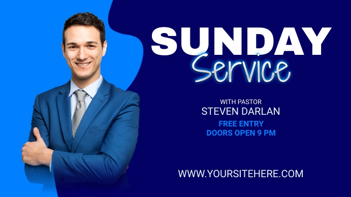 Sunday service blue background Template | PosterMyWall