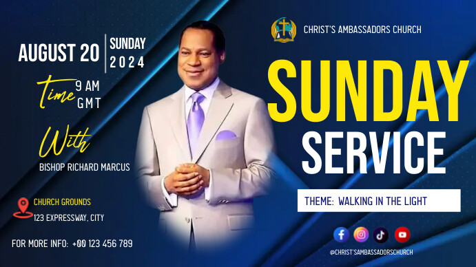 Sunday Service Church Banner Design Template | PosterMyWall