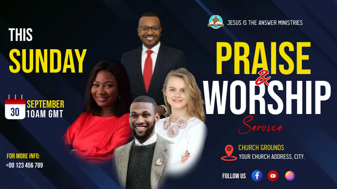 Plantilla de Sunday Service Church Banner Design Template | PosterMyWall