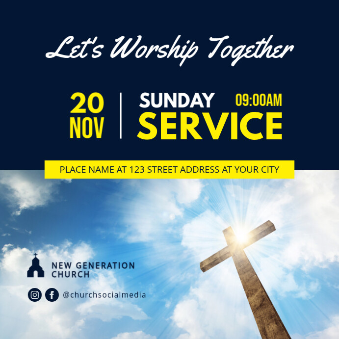sunday service church flyer Template | PosterMyWall