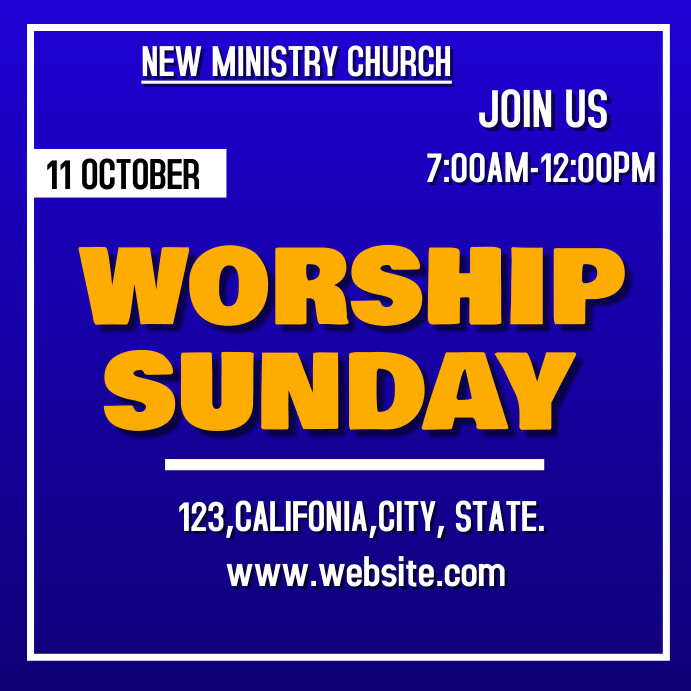 sunday service church invitation and church Template | PosterMyWall