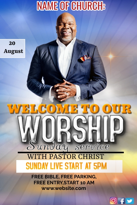 sunday service church invitation and church Template | PosterMyWall