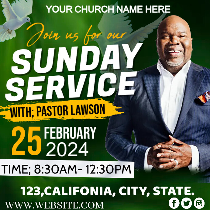 Modèle sunday service church invitation and church | PosterMyWall