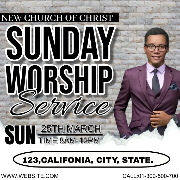 sunday service church invitation and church Template | PosterMyWall