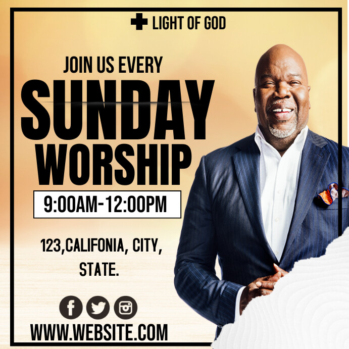 sunday service church invitation design Template | PosterMyWall