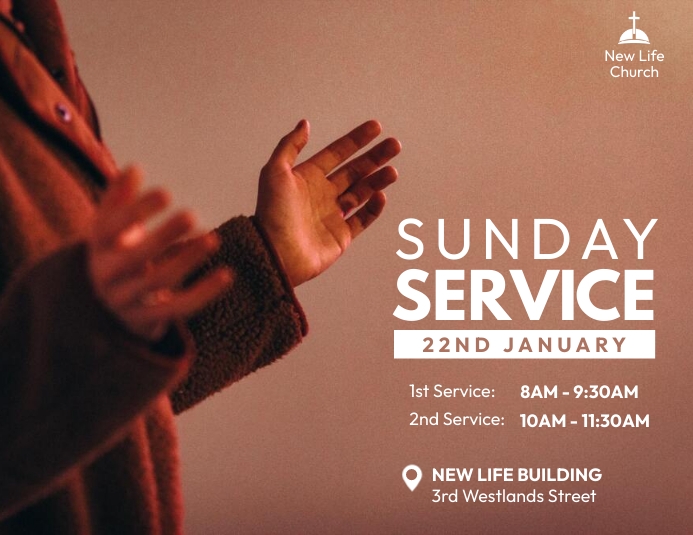 Sunday Service Church Invitation Flyer Template | PosterMyWall