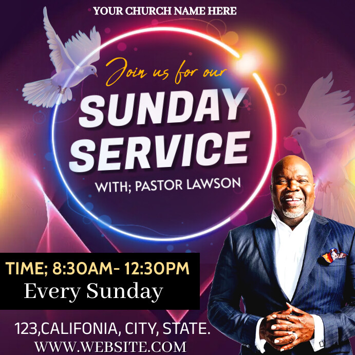 Sunday service church invitation template | PosterMyWall