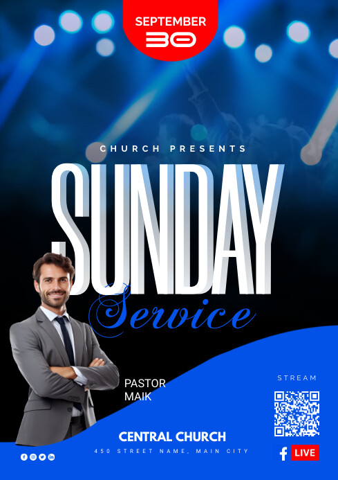 Copy of Sunday service church template | PosterMyWall