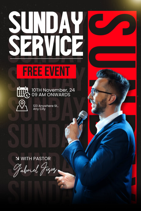 SUNDAY SERVICE Template | PosterMyWall