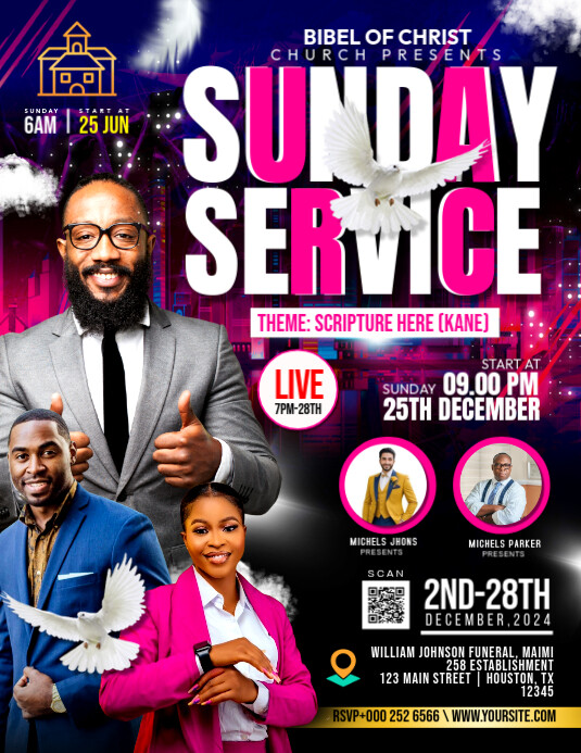 SUNDAY SERVICE Template | PosterMyWall