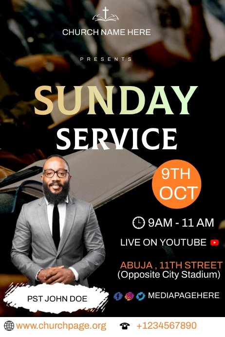 Sunday Service Template | PosterMyWall