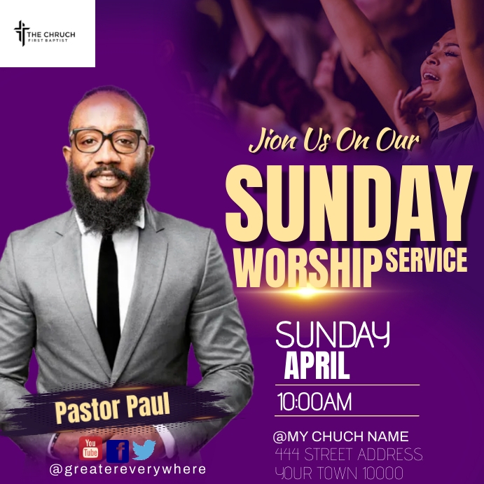 Plantilla de SUNDAY SERVICE | PosterMyWall