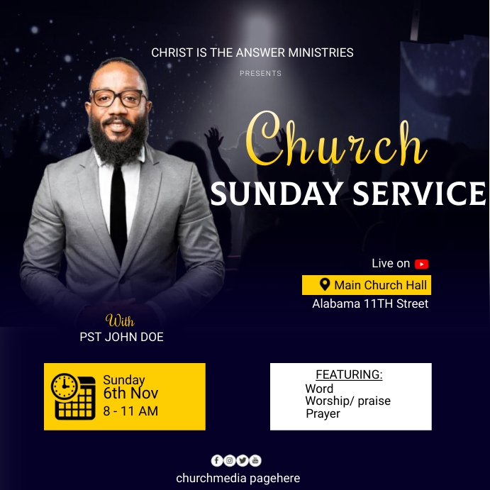 Plantilla de Del Servicio Dominical | PosterMyWall