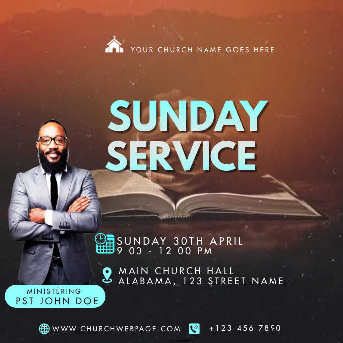 Sunday Service Template | PosterMyWall