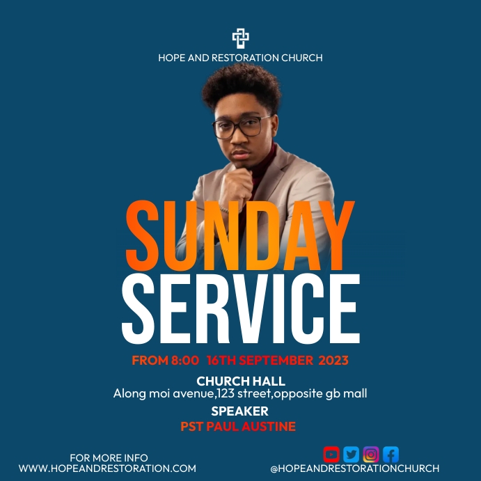 SUNDAY SERVICE เทมเพลต | PosterMyWall