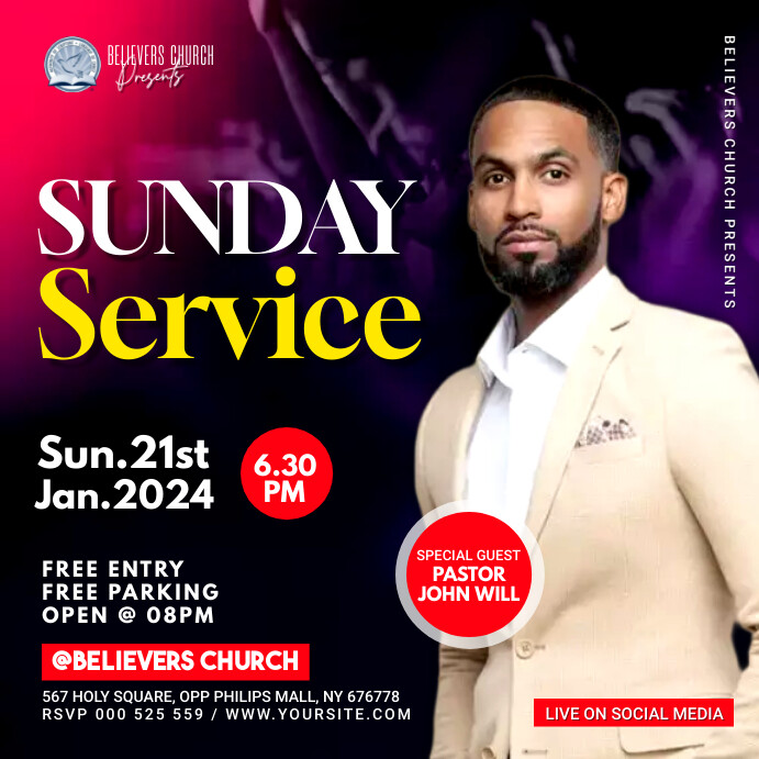 Sunday service Template | PosterMyWall